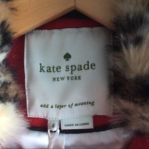 kate spade | Jackets & Coats | Kate Spade Red Wool Leopard Collar Coat ...